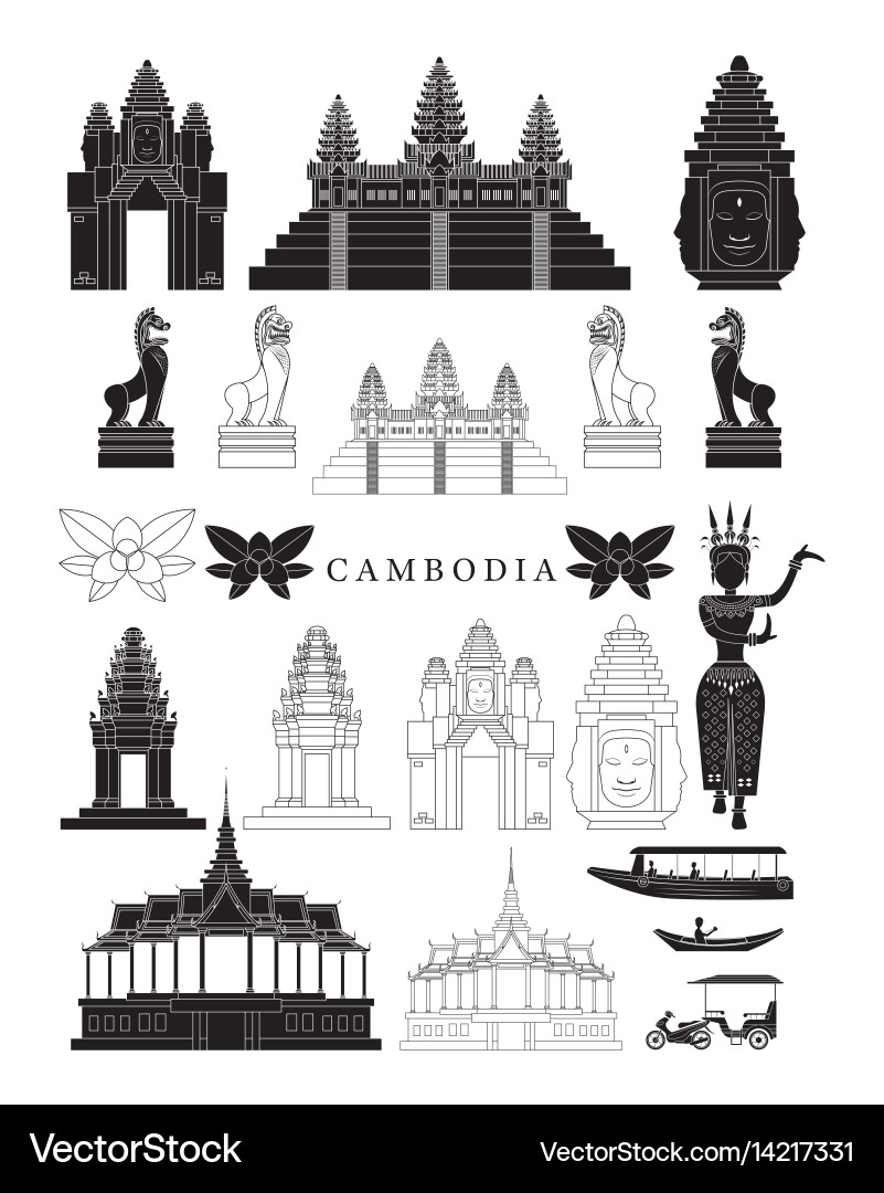 Cambodia Cultural Symbols Royalty Free Vector Image
