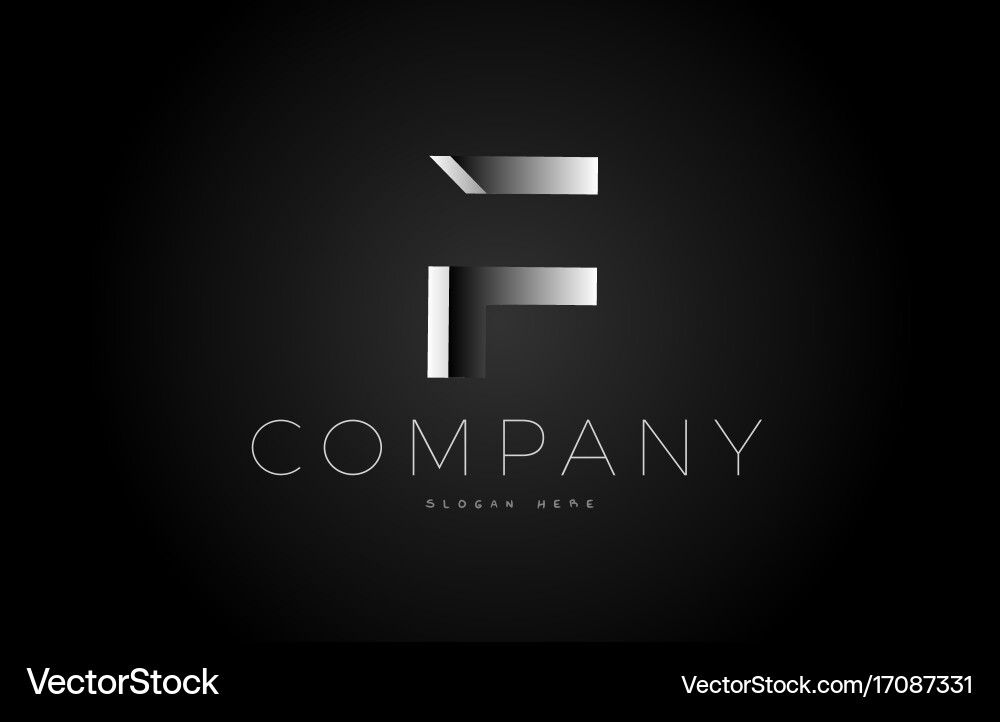 F black white silver letter logo design icon Vector Image
