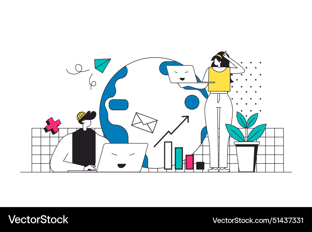 Global business strategy outline web concept Vector Image