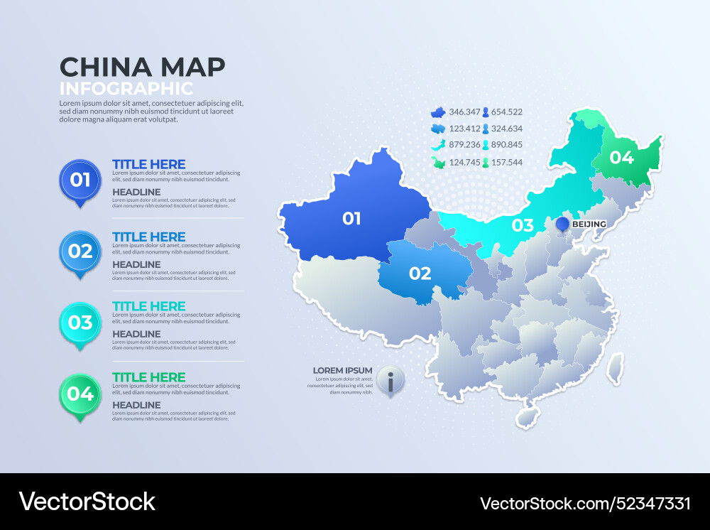 Gradient china map infographic Royalty Free Vector Image