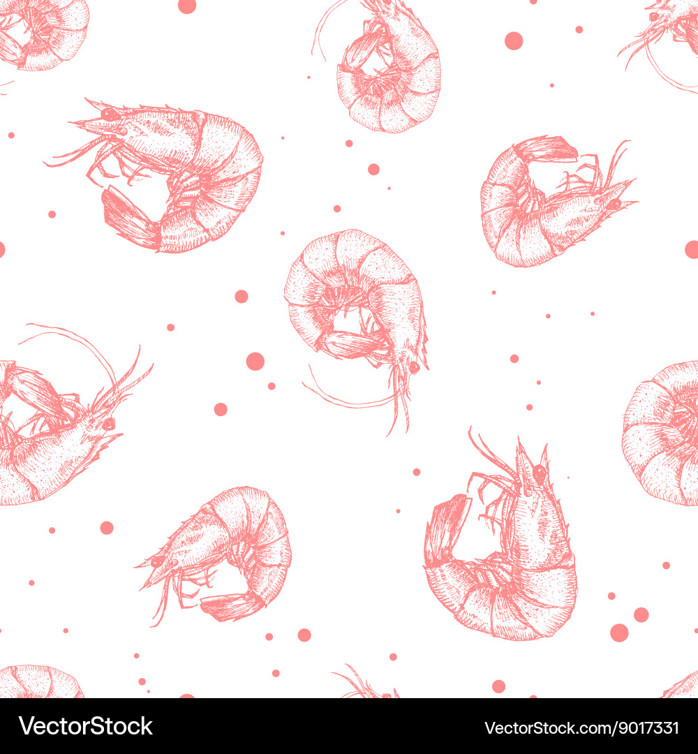 Hand drawn shrimp pattern Royalty Free Vector Image