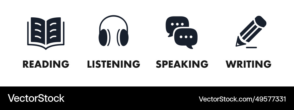 Language skills icon set black style isolated Vector Image
