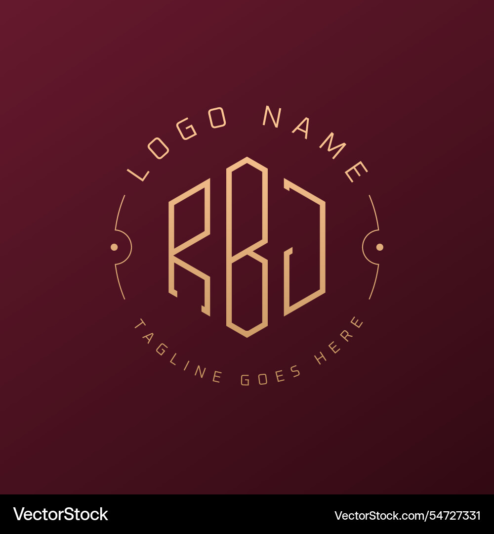 Luxury rbj logo design elegant letter Royalty Free Vector