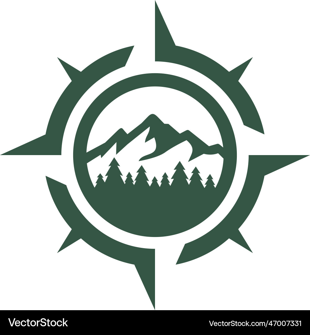 Mountain compass adventure logo design Royalty Free Vector