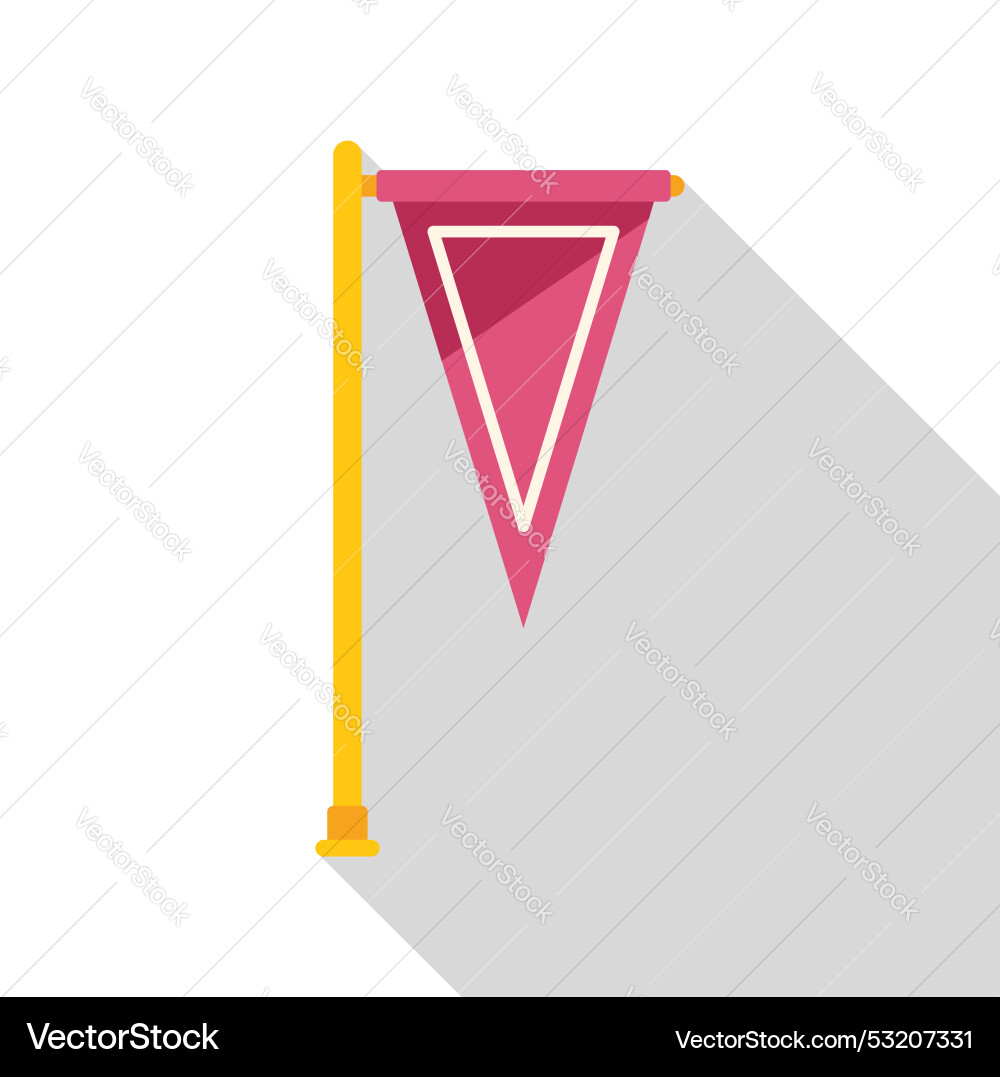 Pink triangular pennant flag hanging from metal Vector Image