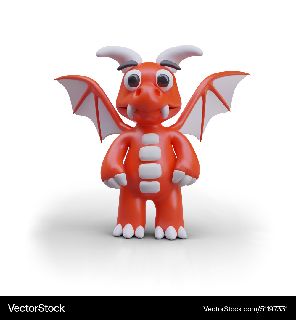 Realistic 3d model of red dragon concept year Vector Image