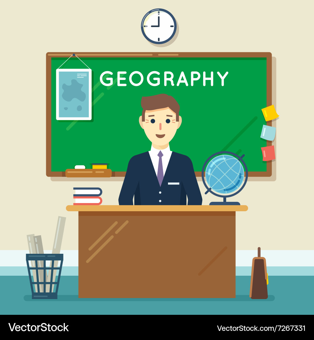 School teacher in classroom geography lesson – Royalty-Free Vector ...