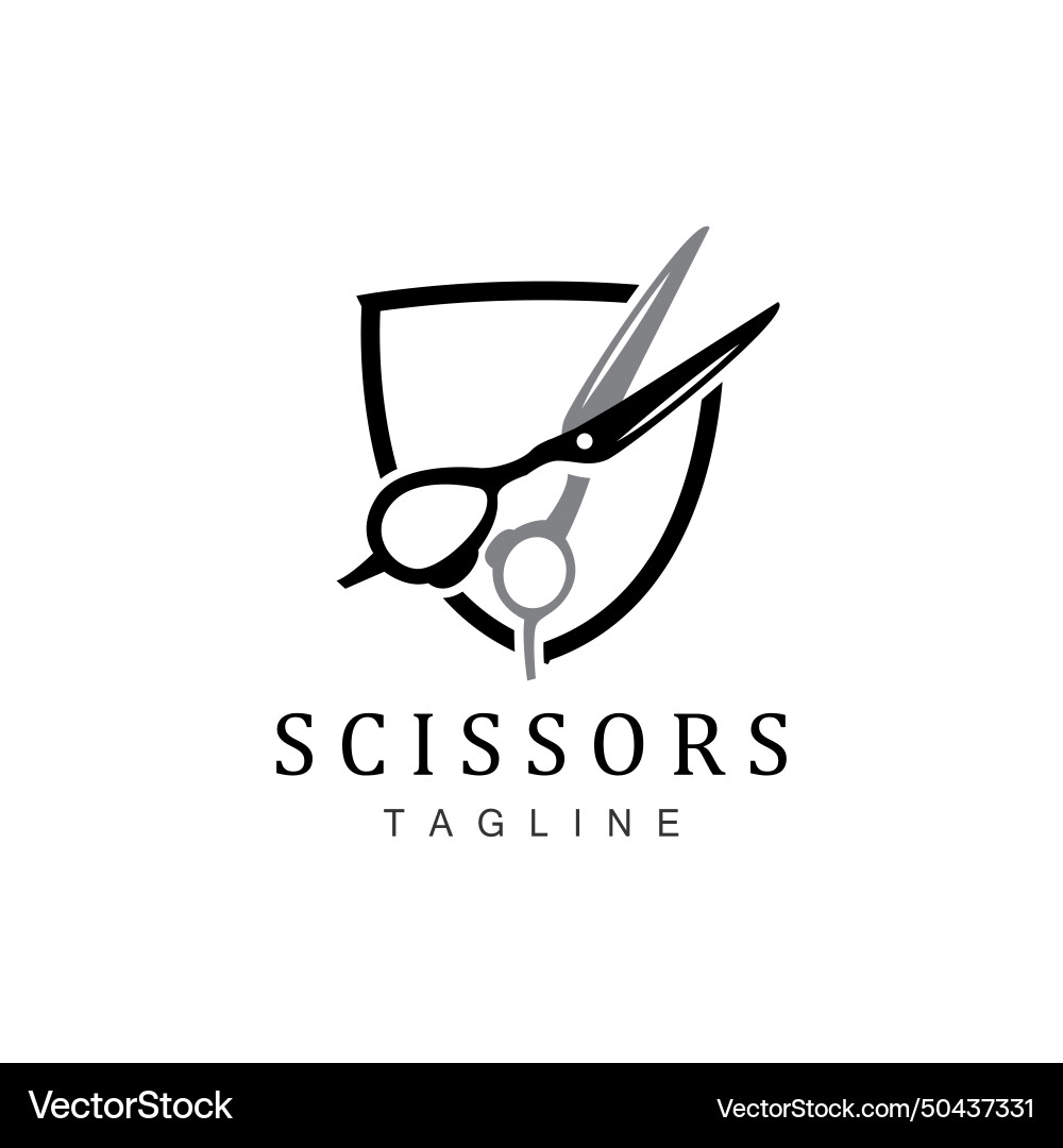 Scissors logo shaver simple barber shop design Vector Image