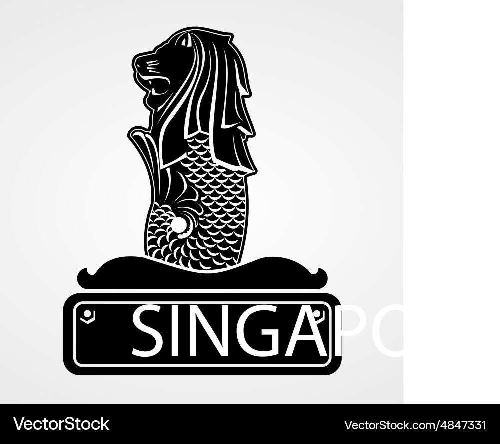 Singapore Merlion Statue Royalty Free Vector Image
