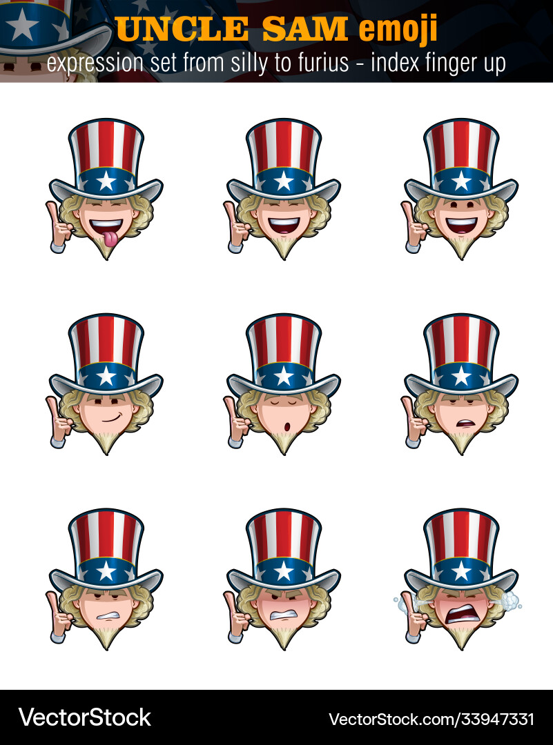 Uncle sam emoji - expression set from silly Vector Image