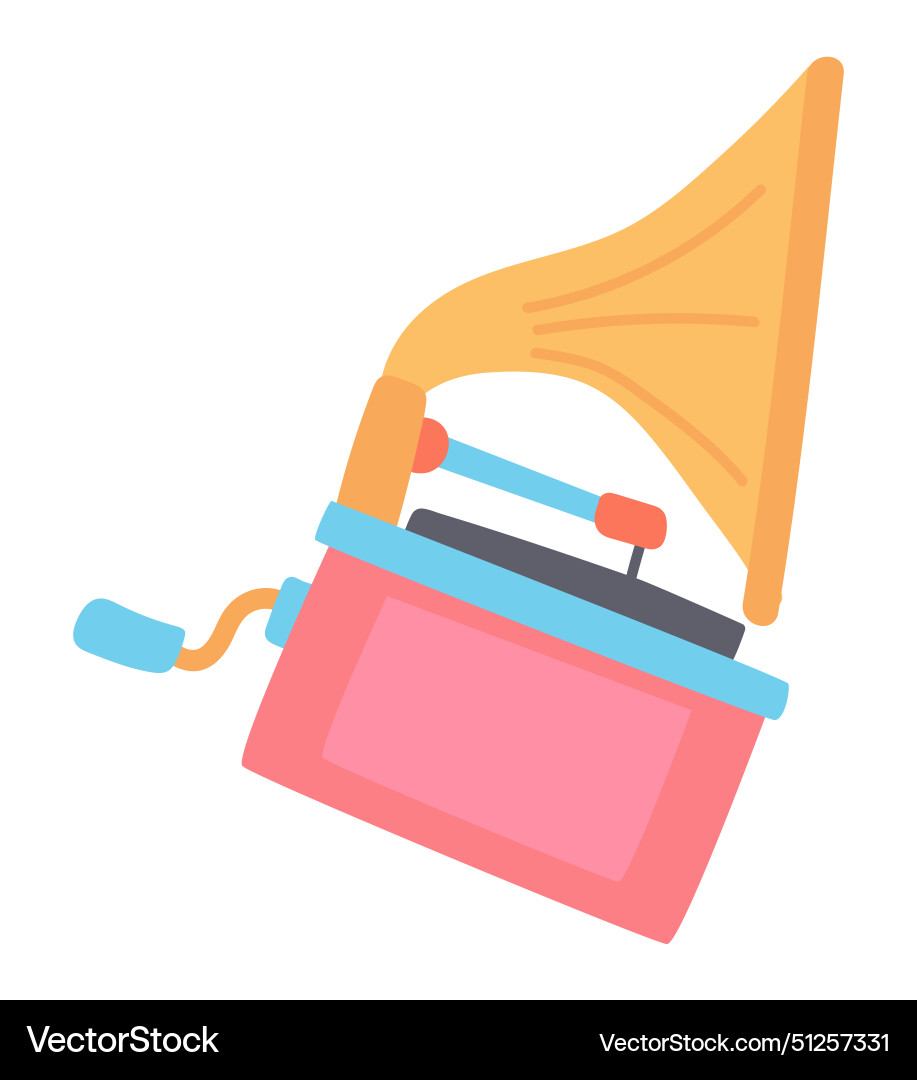 Vintage gramophone in flat design old music Vector Image