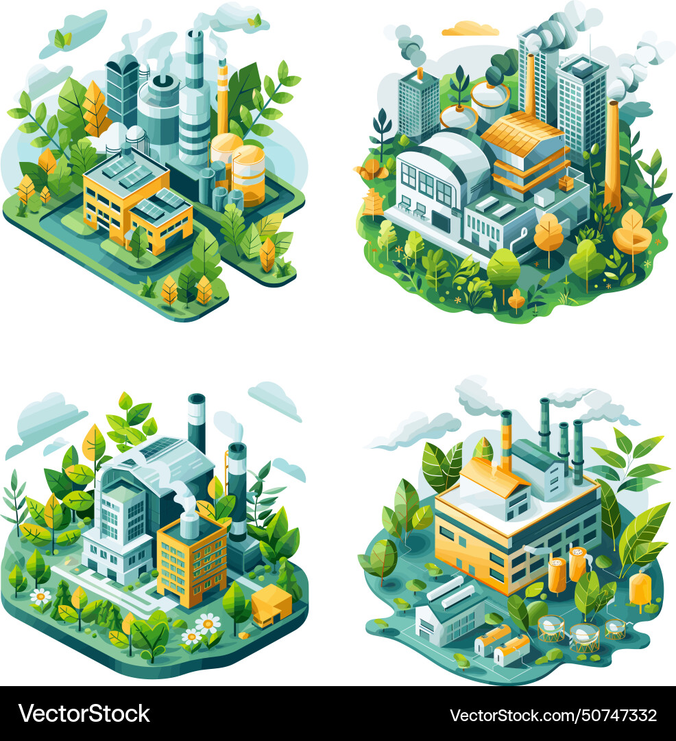 Eco factory isometric concepts Royalty Free Vector Image