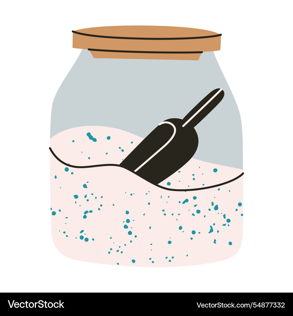 Flat cartoon jar with scoop Royalty Free Vector Image