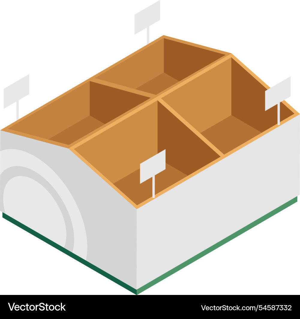 Four compartment empty product display box Vector Image
