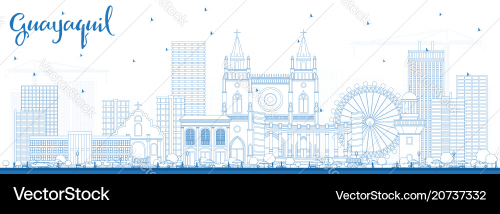 Guayaquil City Skyline, Ecuador Royalty Free Vector Image