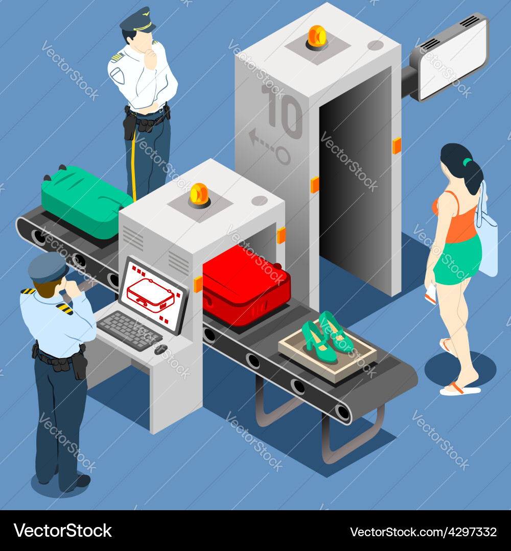 Isometric security checkpoint machine Royalty Free Vector