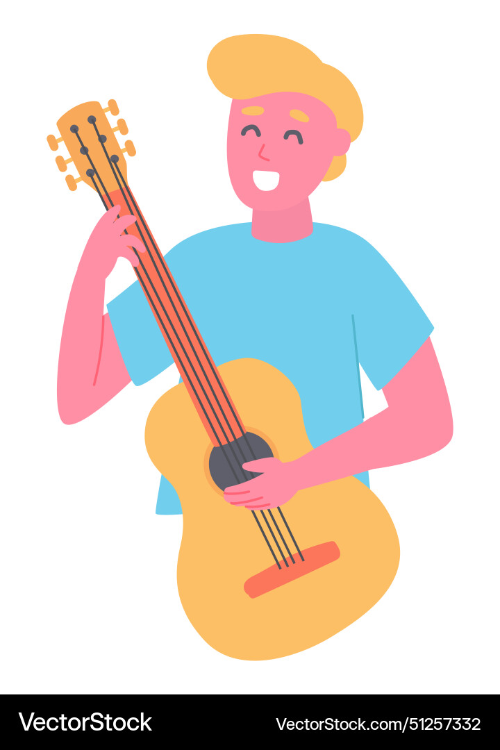 Musician playing acoustic guitar in flat design Vector Image