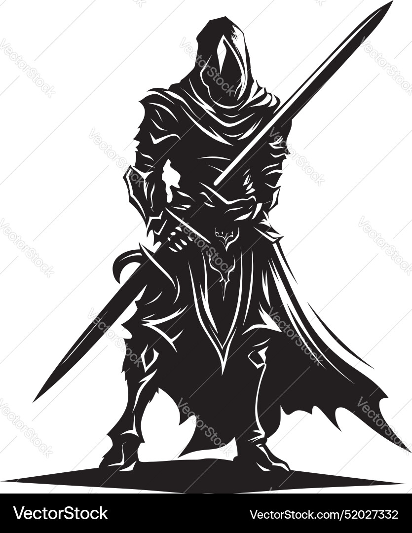 Valiant defender knight soldier raised sword Vector Image