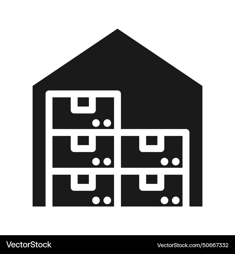 Warehouse glyph icon isolated Royalty Free Vector Image