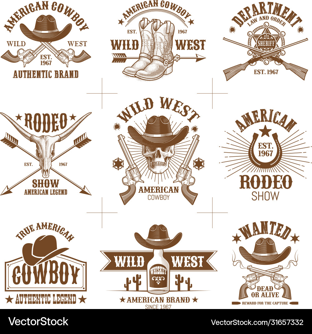 Wild west logos collection 2 Royalty Free Vector Image