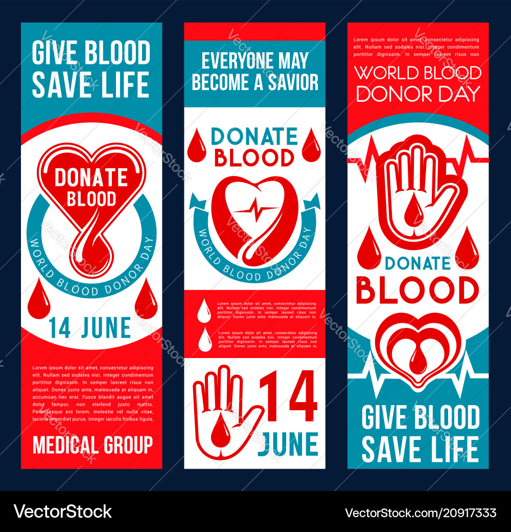 Blood donation banners Royalty Free Vector Image