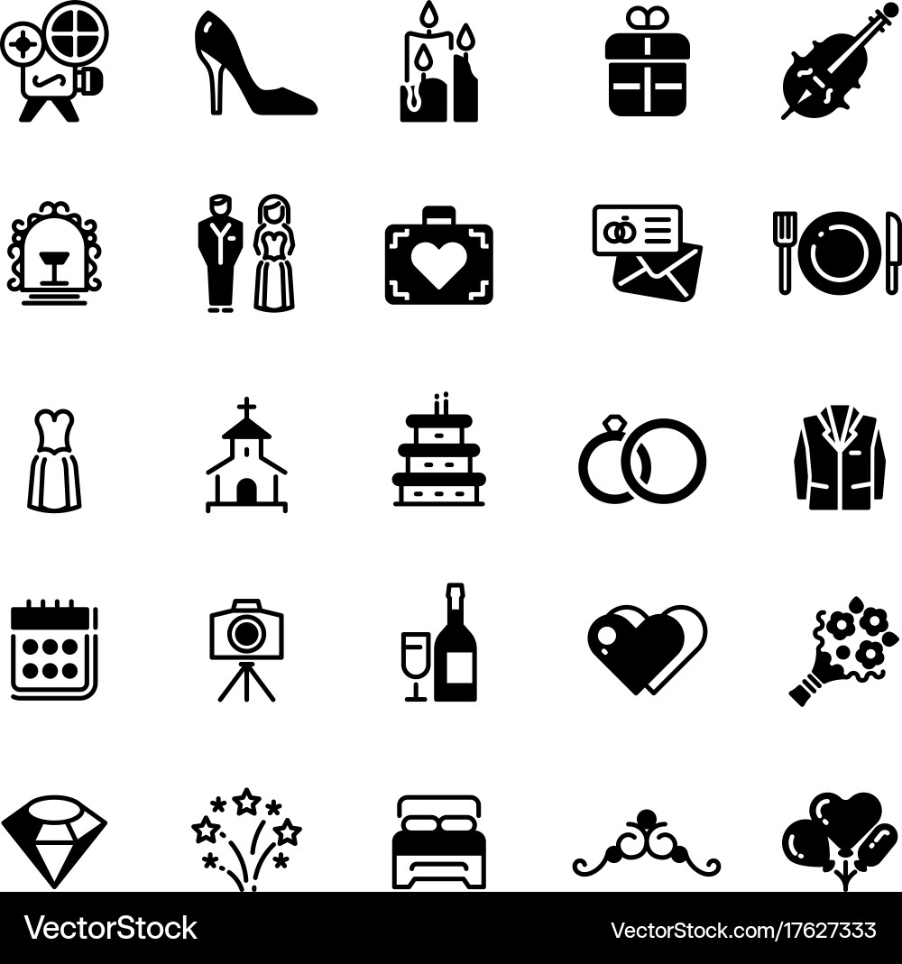 Bridal symbols wedding black Royalty Free Vector Image