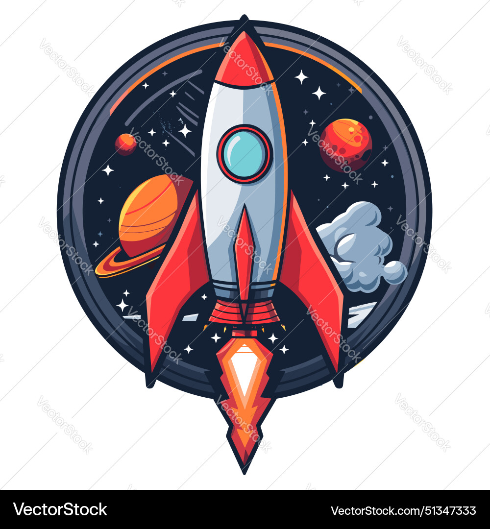Esport logo rocket in space icon sticker logotype Vector Image