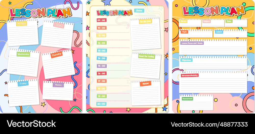 Lined notepad lesson plan for students Royalty Free Vector