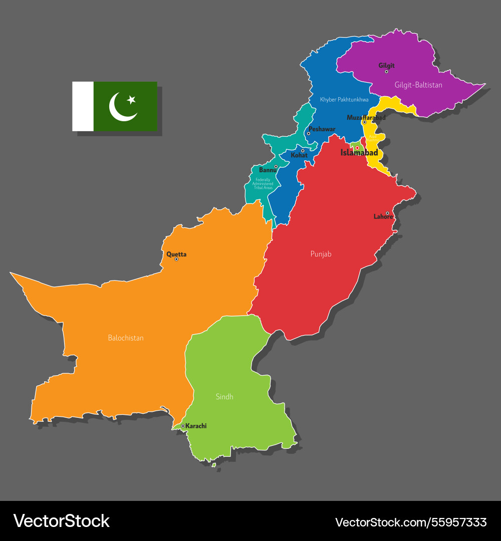 Map of pakistan Royalty Free Vector Image - VectorStock