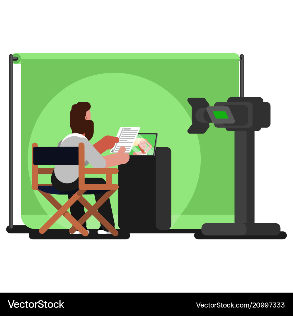 Producer reads script Royalty Free Vector Image