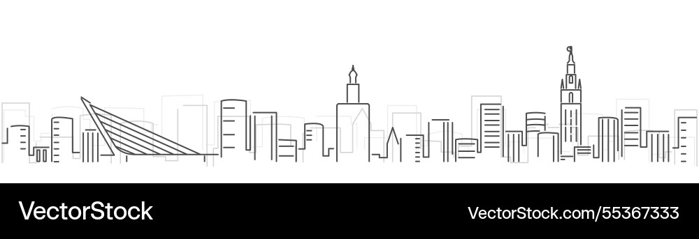 Seville simple dark lines skyline on white Vector Image