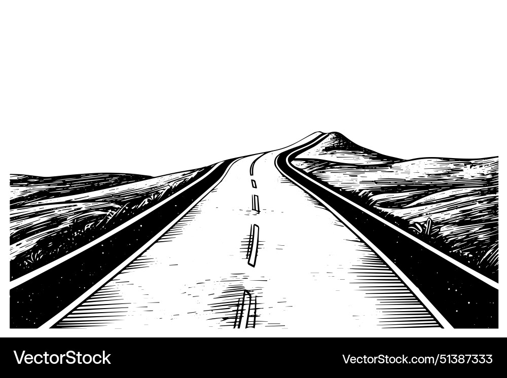 Simple road hand drawn ink sketch highway Vector Image