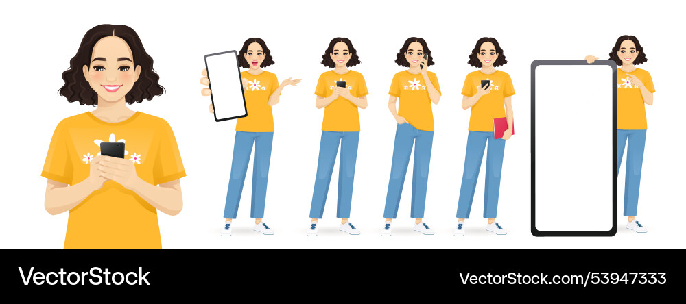 Young woman with phone Royalty Free Vector Image