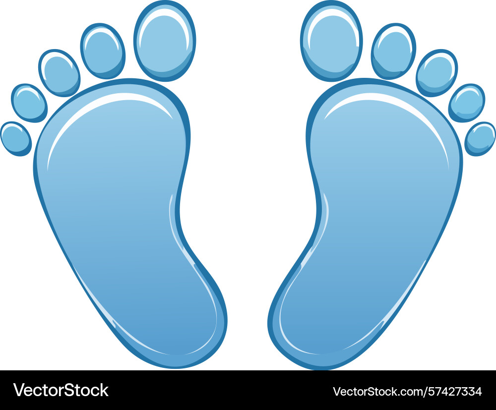 Blue baby footprints clipart Royalty Free Vector Image