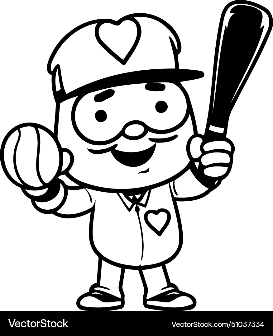 Cute baseball player cartoon character Royalty Free Vector