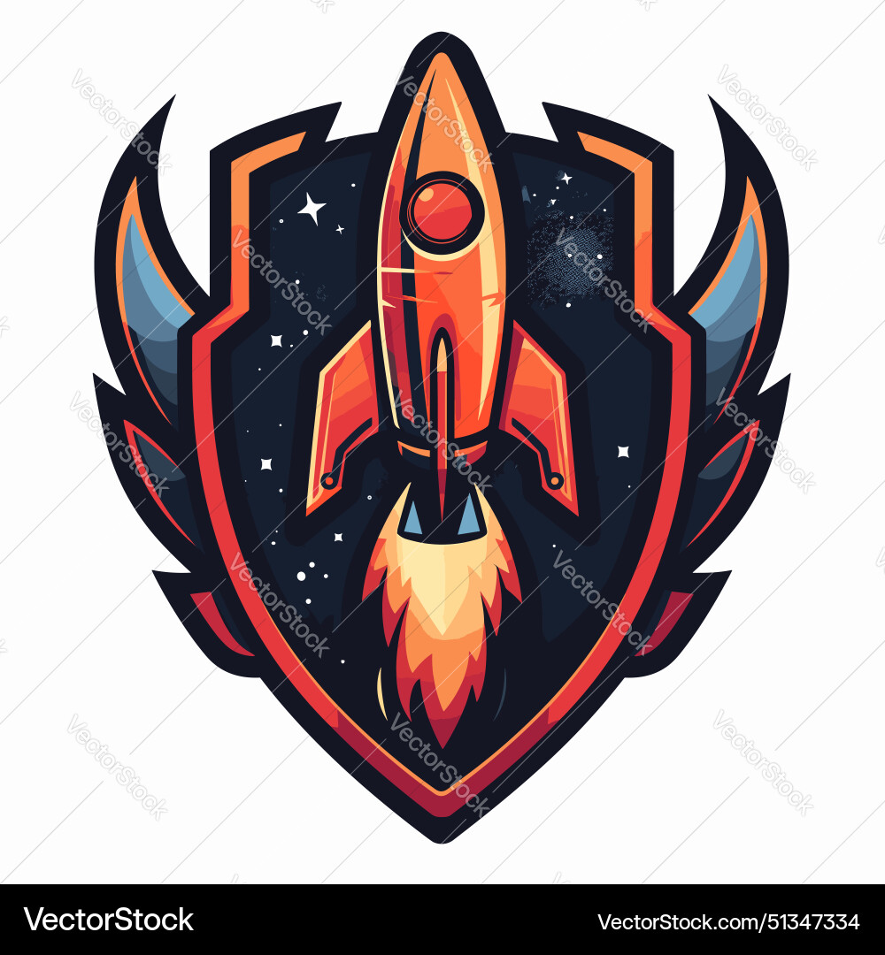 Esport logo rocket in space icon sticker logotype Vector Image