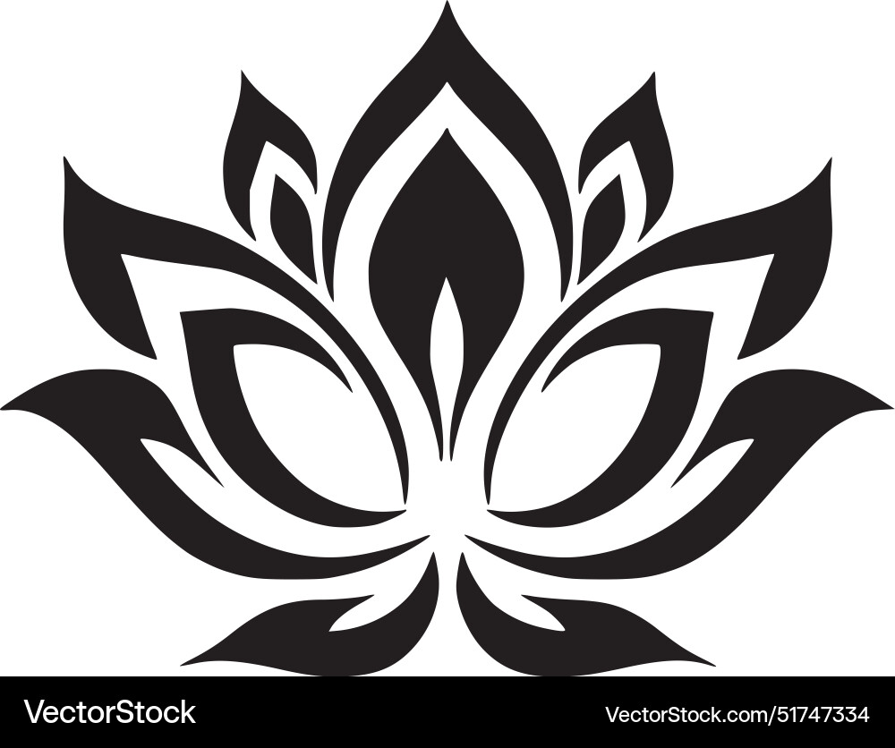 Lotus flower - black and white Royalty Free Vector Image