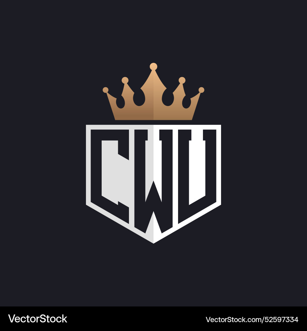 Luxury cwu logo with crown elegant initials Vector Image
