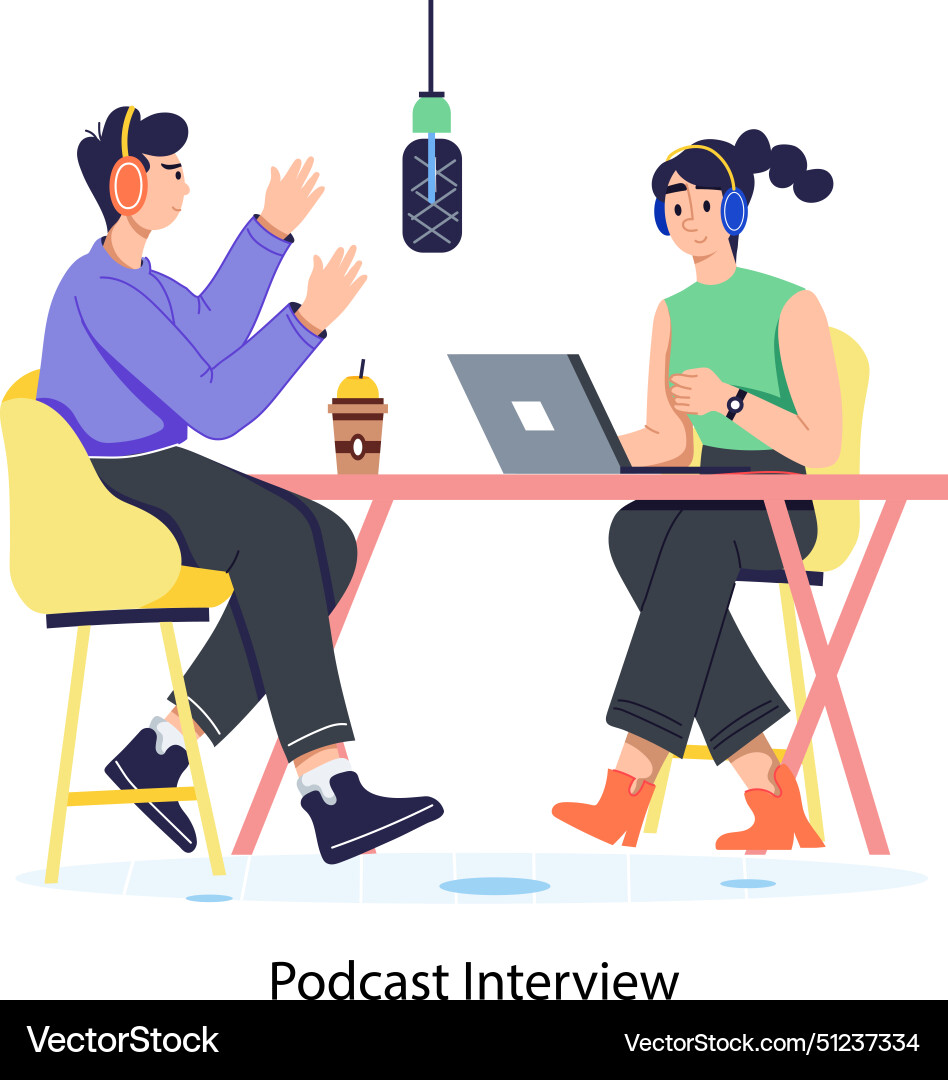 Podcast interview Royalty Free Vector Image - VectorStock