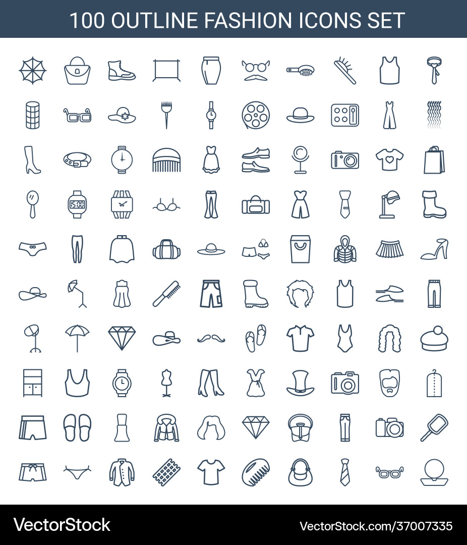 100 Mode-Icons Lizenzfreies Vektorbild - VectorStock