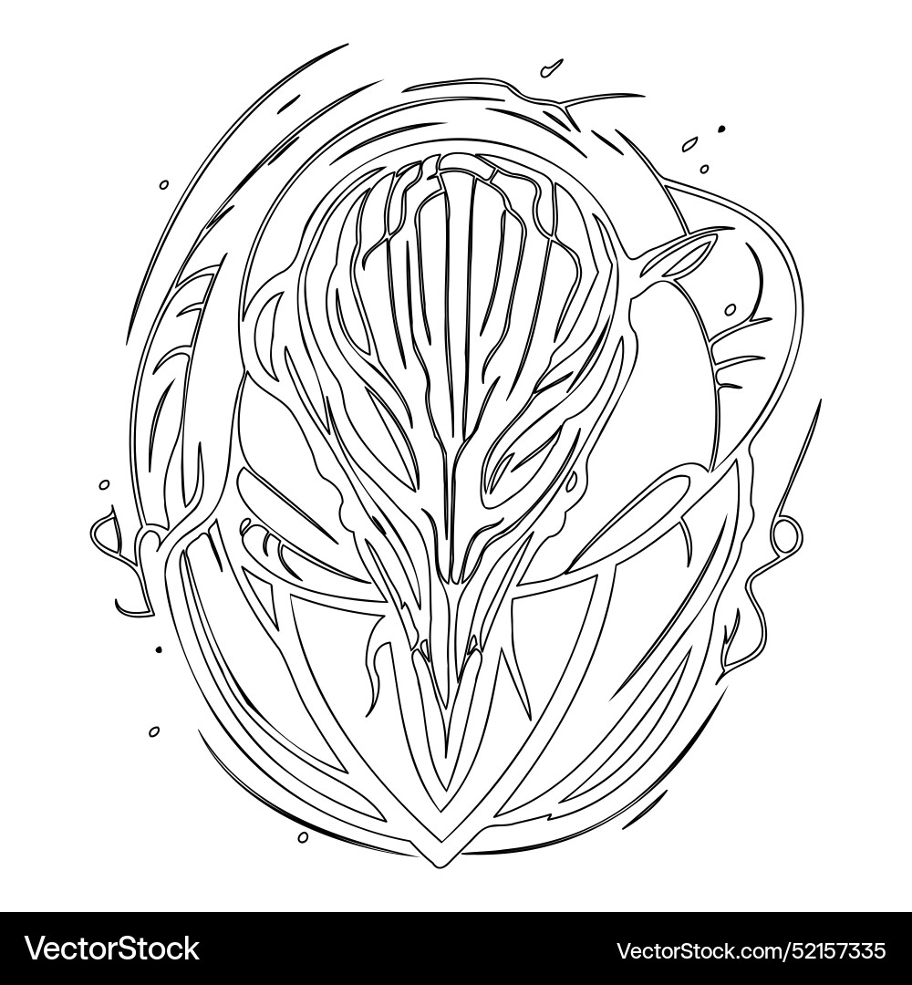 Alien outline sketch Royalty Free Vector Image