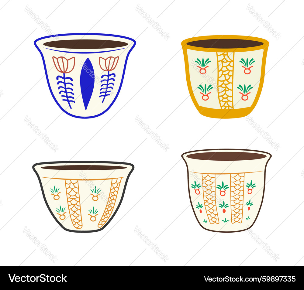 Arabic Coffee Cups - Traditional Style – Royalty-Free Vector | VectorStock