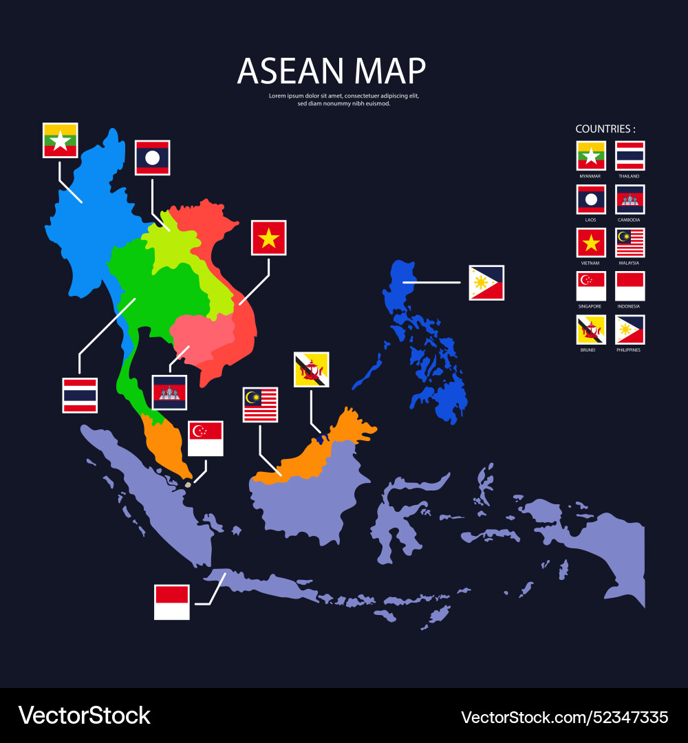 Asean map infographics Royalty Free Vector Image
