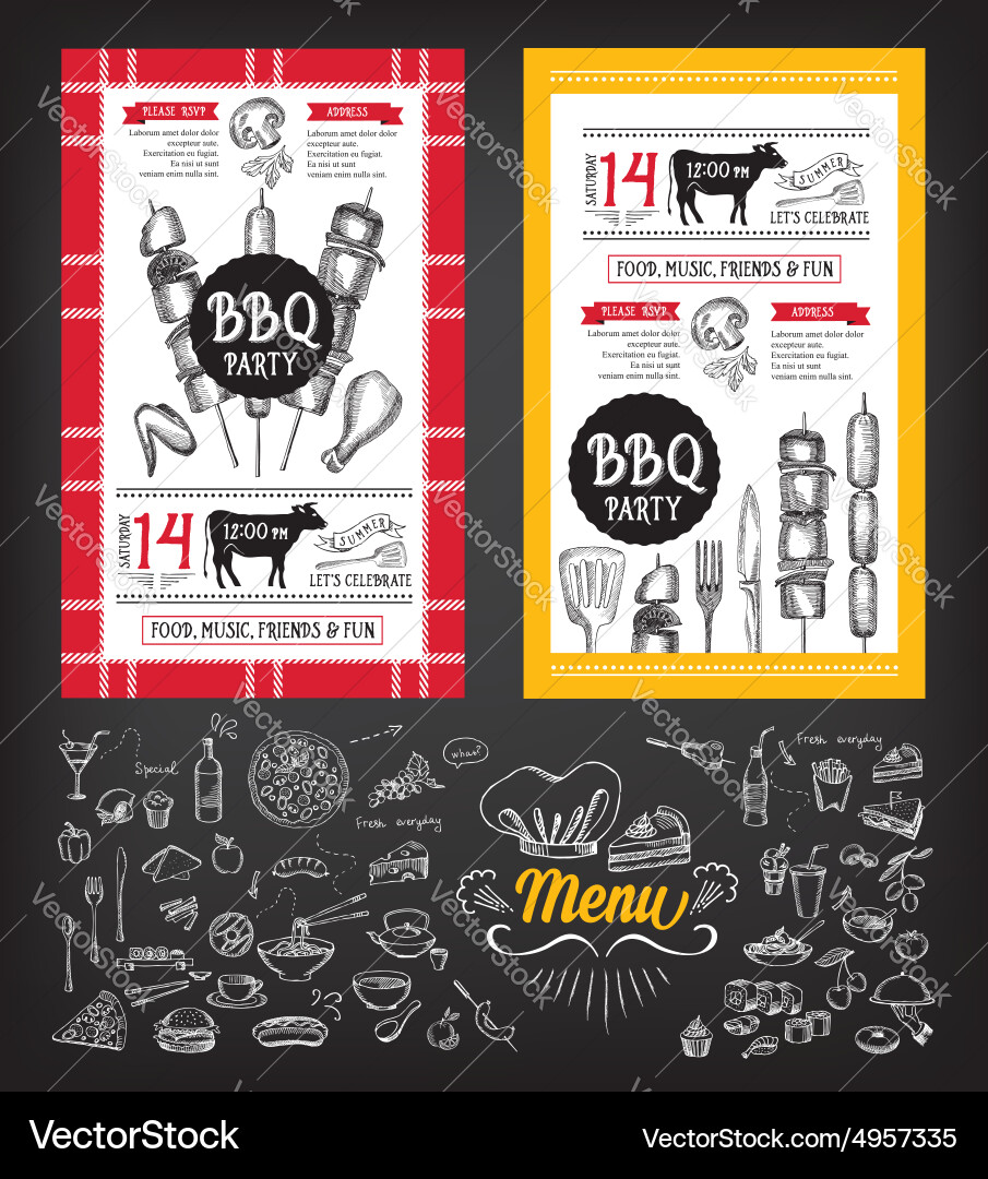 Barbecue party invitation bbq template menu design