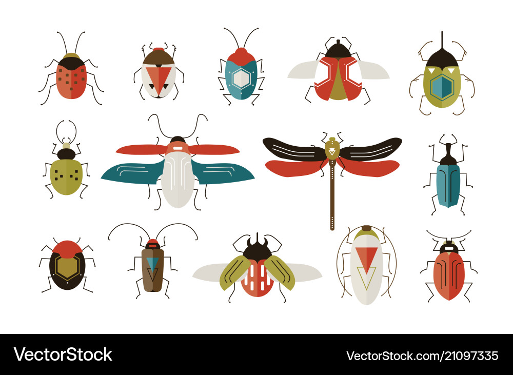 Colorful Geometric Insects Royalty Free Vector Image