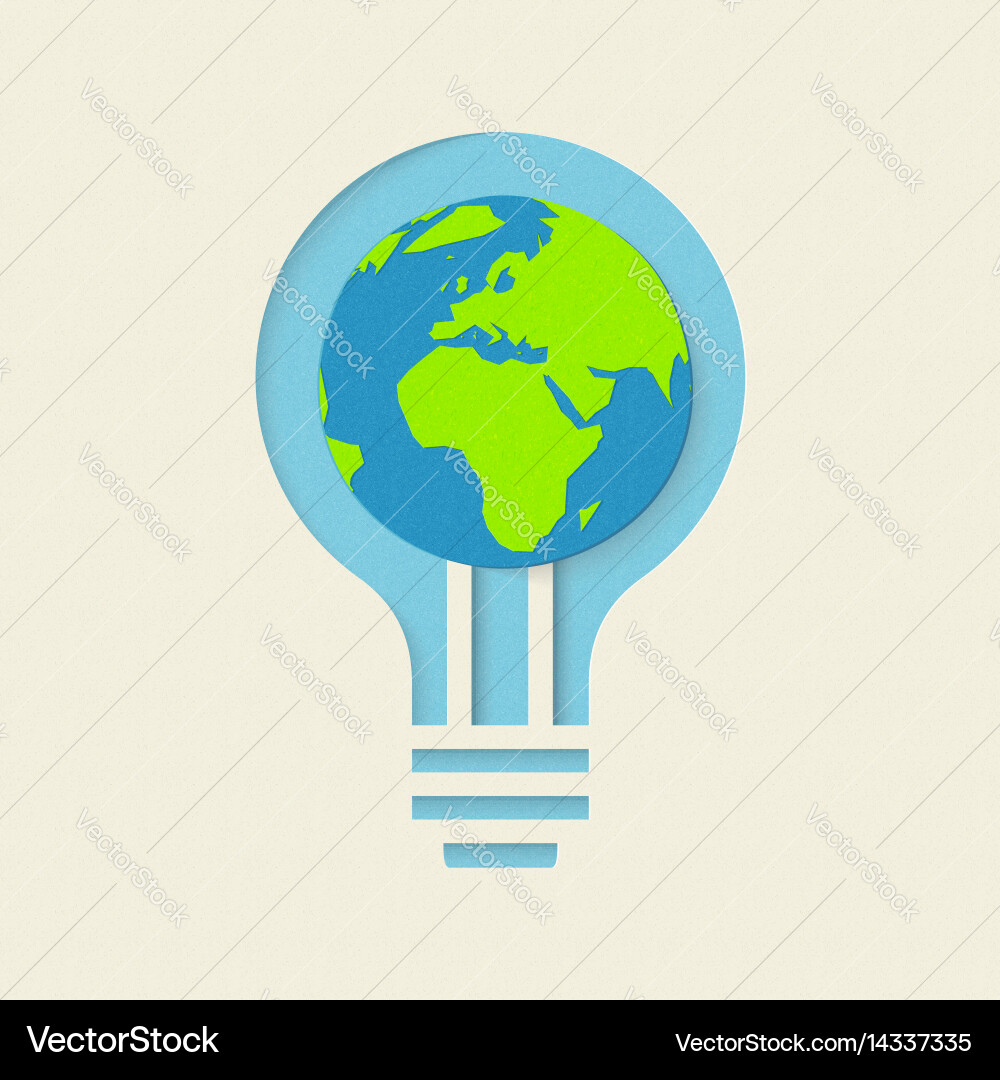 Green Earth Paper Cut - Energy Conservation Vector Image