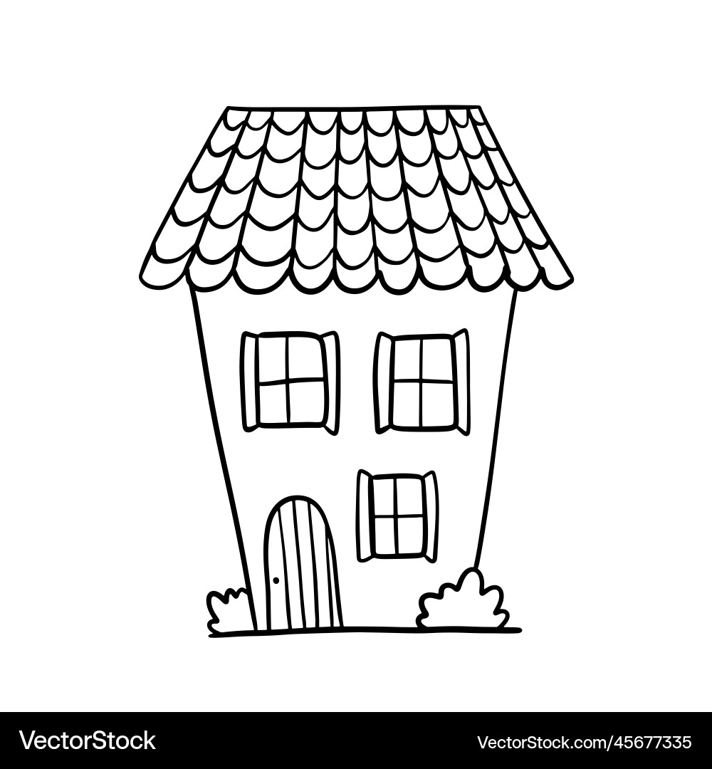 Hand drawn house cute rural building Royalty Free Vector