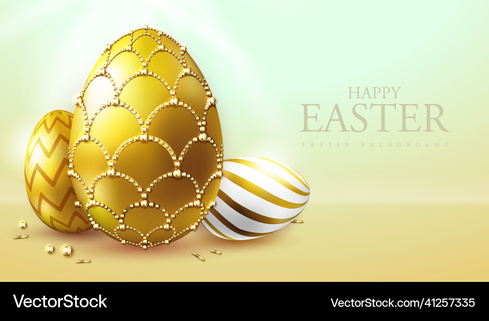 Holiday easter background with golden eggs Vector Image