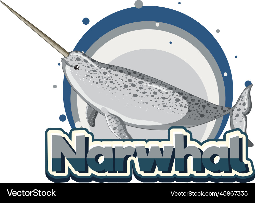 Narwhal logo with carton character Royalty Free Vector Image