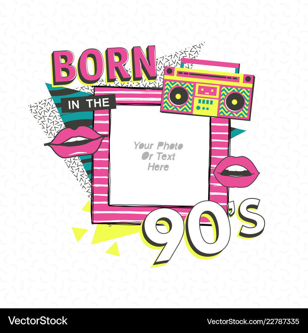 Retro Photo Frame - 90s Style Royalty Free Vector Image